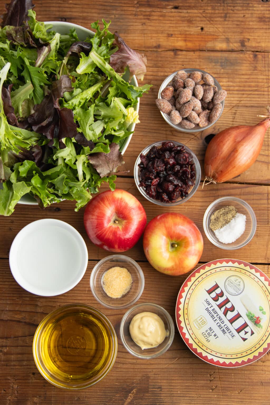 Salad with Brie, Apple and Shallot Vinaigrette - Sprinkled With Balance
