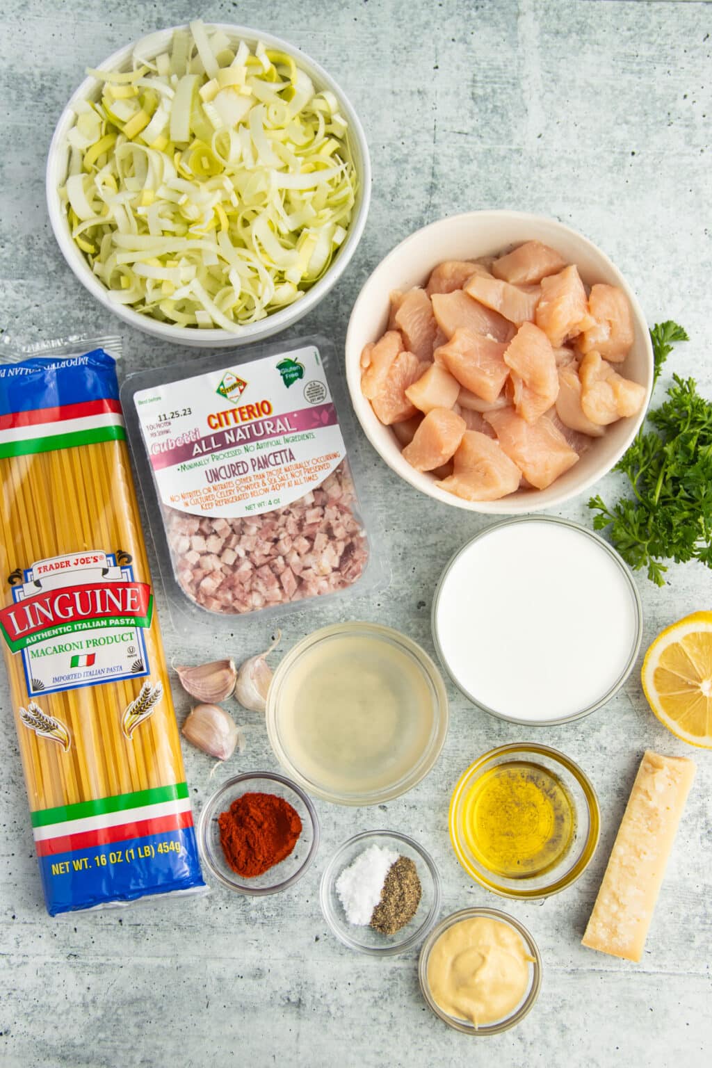 Chicken and Leek Pasta with Pancetta - Sprinkled With Balance