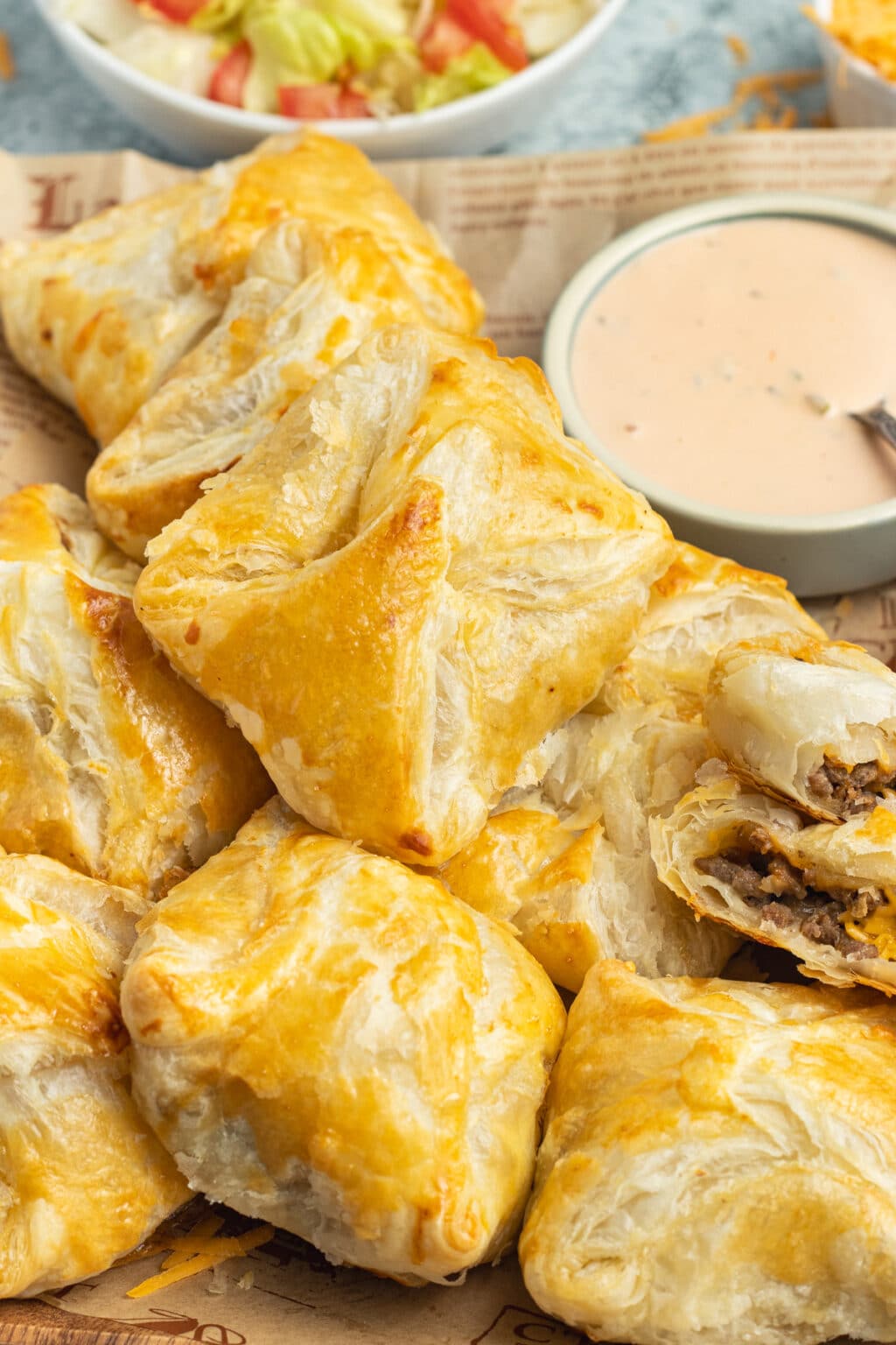Cheeseburger Puff Pastry Bites - Sprinkled With Balance